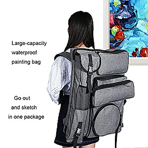 FOUR BROTHER TOGETHER Art Portfolio Case 24X20 inch 4K Painting Sketch Pad Storage Bag, Gray Art Combination Handbag, Backpack,for Sketch, Poster, Oil Painting, Palette, Paints, Brushes Pencils