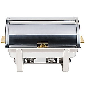 Roll Top Deluxe Full Size Rectangle 8 Qt. Stainless Steel Chafing Dishes