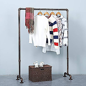 Industrial Pipe Retail Clothing Rack 59in,Vintage Standing Rolling Clothes Rack,Garment Rack Display Rack,Clothes Racks for Hanging Clothes
