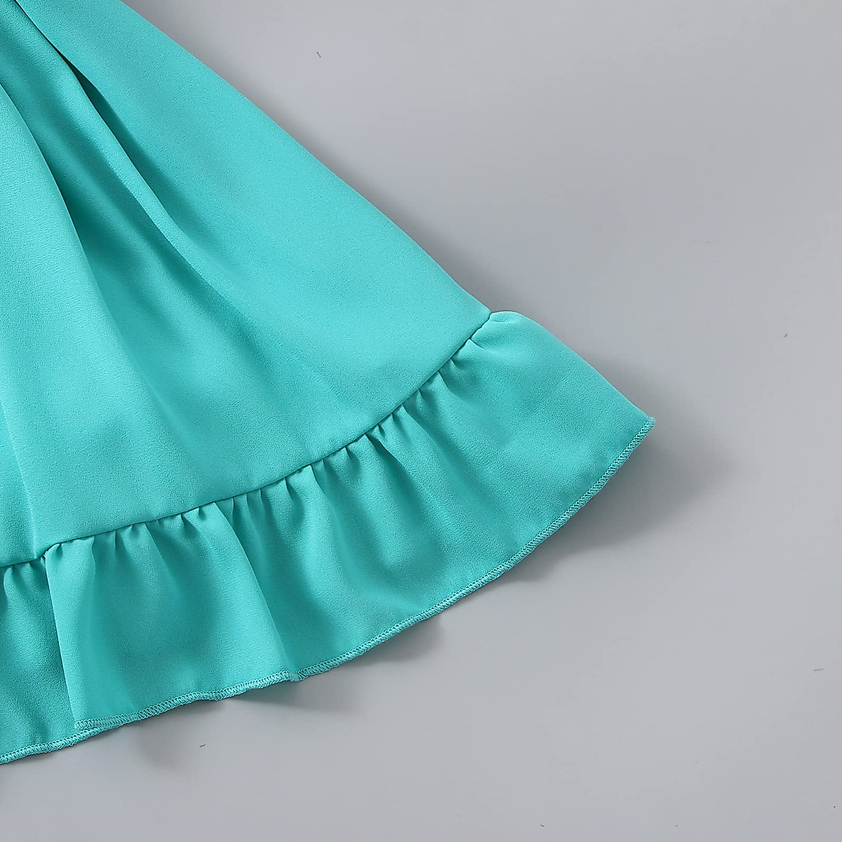 VINUOKER Toddler Baby Girls Princess Party Dress Little Girl Summer Solid Dress Off-Shoulder Suspender Sundress Toddler Girl Summer Outfit Tiffany Blue