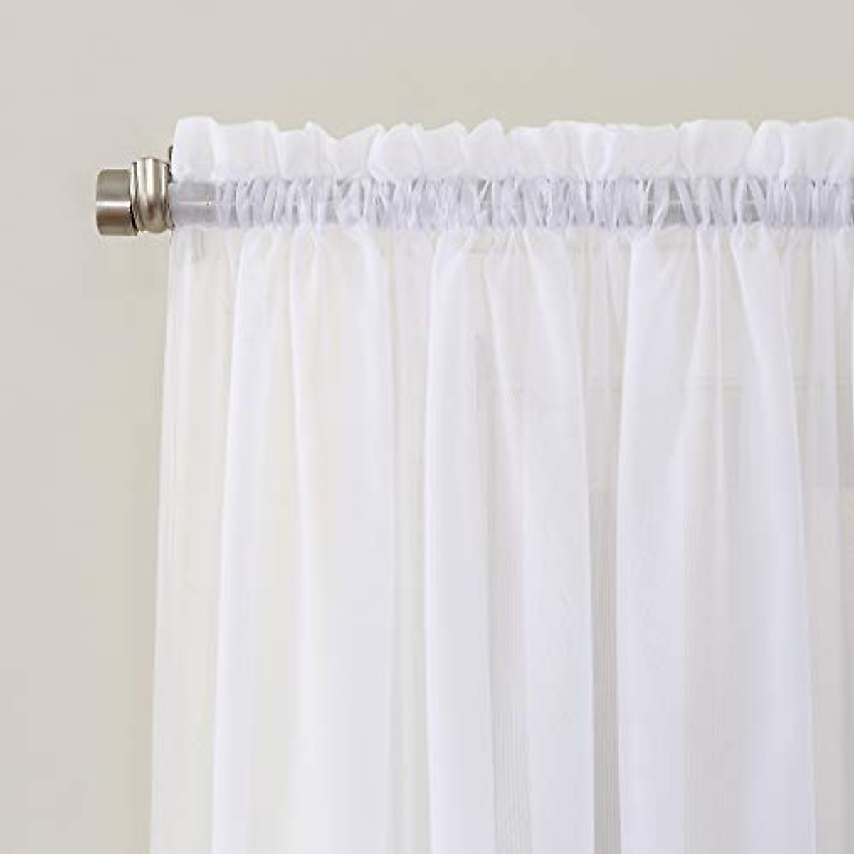 No. 918 Emily Sheer Voile Rod Pocket Curtain Panel, 59" x 84", White , 1 Panel