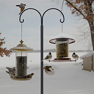 Bird Feeder Pole,Double Shepherds Hooks for Outdoor,5 Base Prongs Adjustable Bird Feeder Stand for Hanging Heavy Duty Bird Feeder,Plant Baskets,Garden Plant Hanger Stands(78Inch,2 Pack)