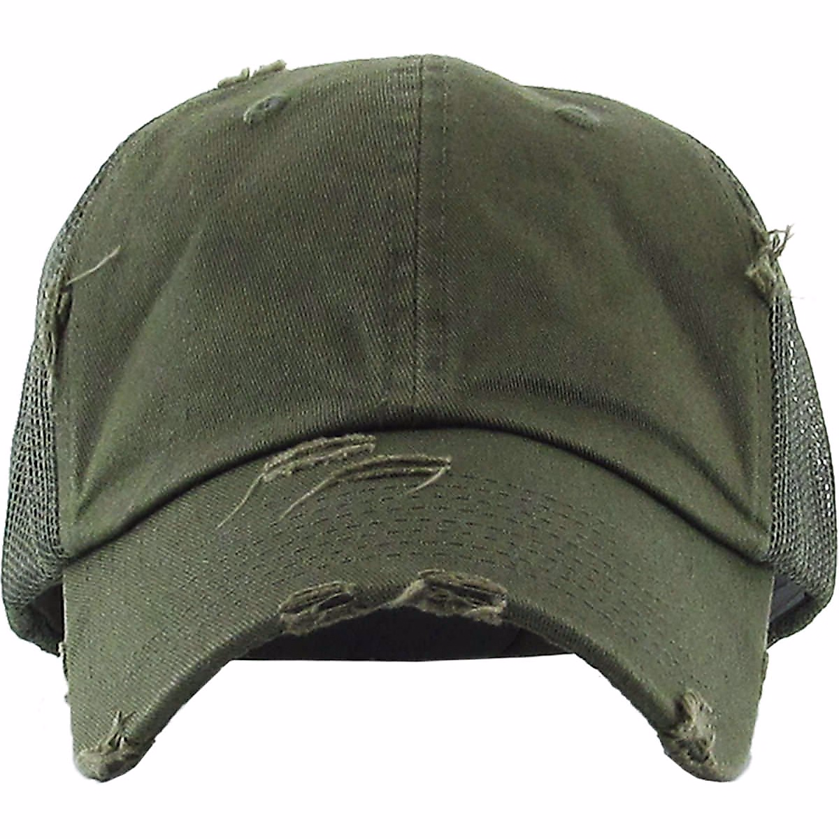 Funky Junque Distressed Trucker Dad Hat - Olive