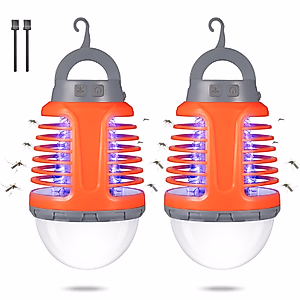 2 Pack Upgraded Bug Zapper Outdoor Cordless,Rechargeable Bug Zapper Indoor with USB Charge,Buzz Blast Pro Mosquito Killer,3 in 1 Mosquito Zapper-LED Camping Bug Zapper,Mosquito Killer,Flashlight