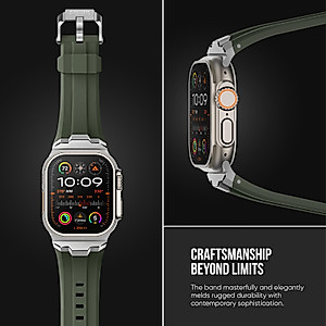 Suitisbest Sport Band for Apple Watch Ultra 2/Apple Watch Ultra Bands 49mm 45mm 44mm 42mm, Wide Rugged 316L Stainless Steel Connector Durable Silicone Band for iWatch Ultra 9 8 7 6 5 4 3 SE