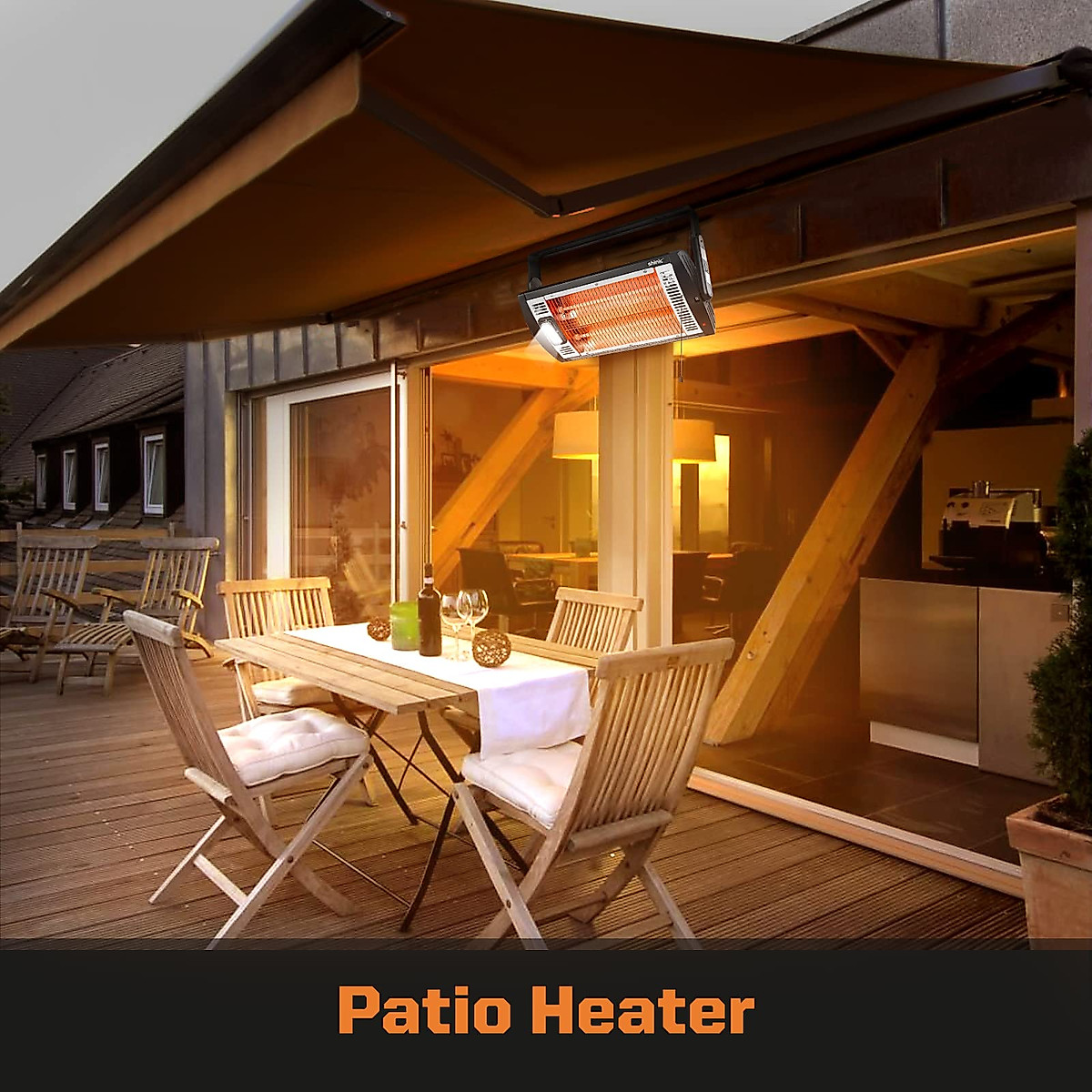 Electric Garage Heaters for Indoor Use, 1500W/750W Ceiling Mounted Radiant Quartz Heater with Work Light, 90° Rotation, 5 Mode Settings, Electric Heater for Garage, Shop, Patio Large Room