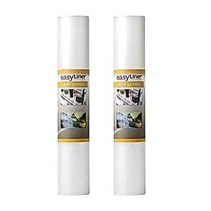 Duck 285778 Clear Classic EasyLiner Shelf Liner, 20 in x 24 ft, 2 Rolls, White, 79 sq