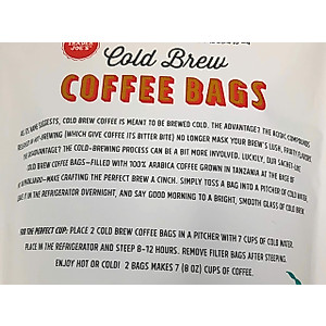 Trader Joes Cold Brew Coffee Bags - 12 Coffee Bags Total - 100% Arabica Coffee, Kilimanjaro Single Origin, Medium Roast