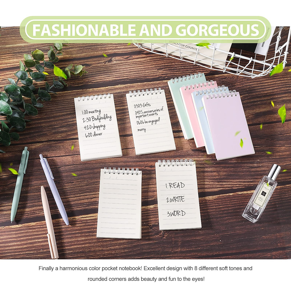 Ddaowanx Small Notebooks,3x5 Pocket Spiral Notepads With Lined Pages - The Perfect Little Mini Notebook to Stay Organized and Boost Productivity at Work or School (8, Cute Colors)