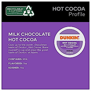 Dunkin' Donuts Milk Chocolate Hot Cocoa, Keurig K-Cup Pods, 22/Box (611227377215) (1261)