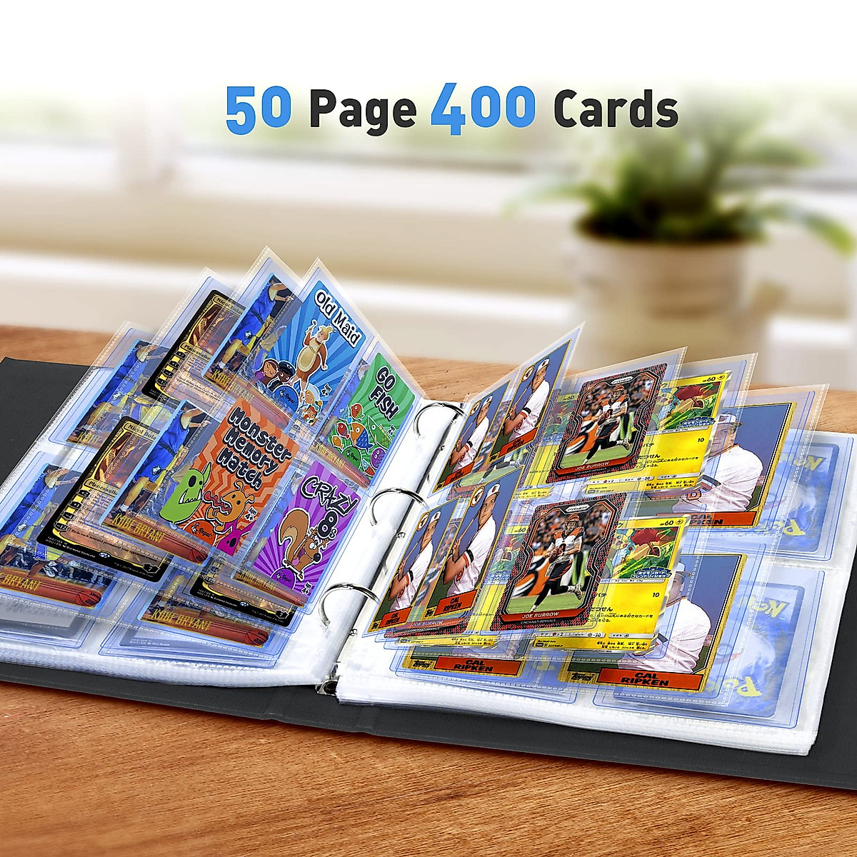 Top Loaders Binder with 50 Pages Top loaders Storage Trading Card Sleeves, 4 Pocket Trading Card Binder