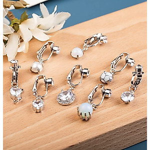 Masedy 8 Pcs Fake Belly Clip on Dangle Belly Button Rings Faux Navel Ring for Women Non Piercing Body Jewelry S