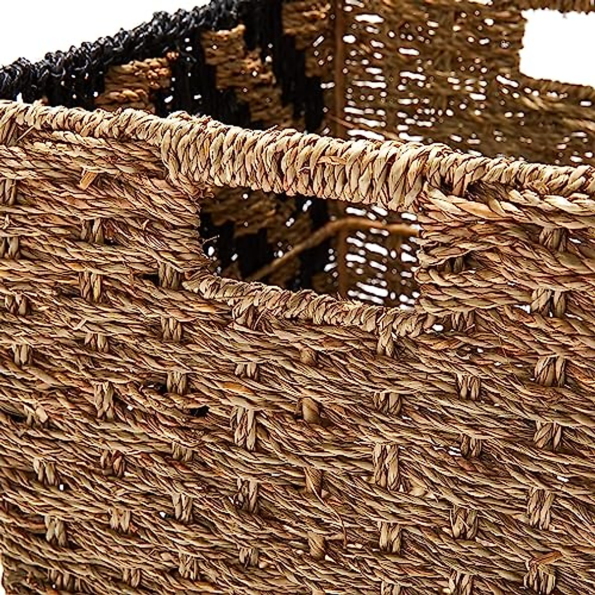 Amazon Brand – Rivet Modern Woven Seagrass Storage Organizer Basket Set - 3-Pack, Natural & Black