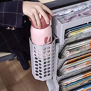 Atkits Rolling Book Shelf Organizer 6 Tier Movable Bookshelf Cart Magazine Rack Book Carts with Wheels for Bedroom Living Room Home School,Purple