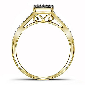 Sonia Jewels Size 7-10k Yellow Gold Ladies Womens Diamond Bridal Engagement Ring W/Matching Wedding Band Ring (1/4 cttw.)
