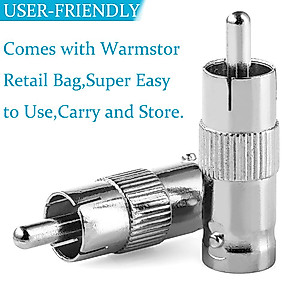 Warmstor 10 Pack BNC Female Jack to RCA Male Plug Adapter Converter Straight Connector for CCTV Security Camera