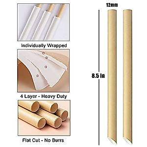 ALINK 50 Striped Paper Boba Straws + 50 Wrapped Paper Boba Straws