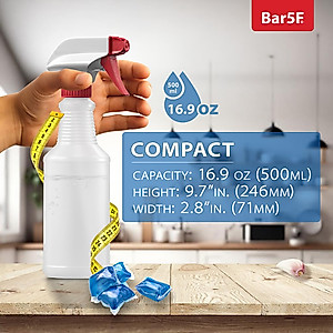 Bar5F16-Ounce Empty Plastic Spray Bottles Heavy-Duty Leakproof All-Purpose Cleaning and Gardening Made in USA, 2 pack