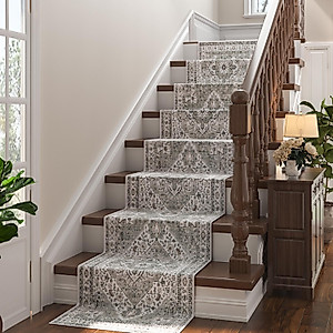 jinchan Washable Runner Rug 2x7 Kitchen Runner Rug Non Slip Grey Taupe Vintage Hallways Runner Rug Ultra-Thin Lightweight Accent Rug Soft Throw Carpet Runners Laundry Room Bedroom Livingroom