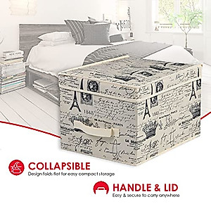 Home Basics Paris Collection Non-Woven Large Storage and Organization Box, Natural, (Jumbo Box)