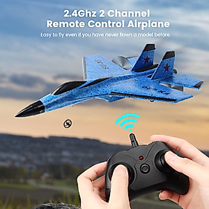 BEHORSE Remote Control Airplane RC Plane 2 Channel Remote Control Airplane Ready to Fly, 2.4GHz Easy to Control RC Glider Plane for Kids