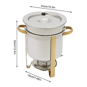 7L/7.4Qt Commercial Soup Kettle Warmer, Stainless Steel with Dish Buffet Server Food Warmer Chafing with Lid for Soup (Gold)