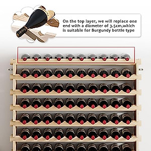 soges 120 Bottle Wine Rack, 12-Tier Stackable Wine Storage Rack, Wine Display Racks Free Standing Wine Shelf Wood Construction for Kitchen and Cellar