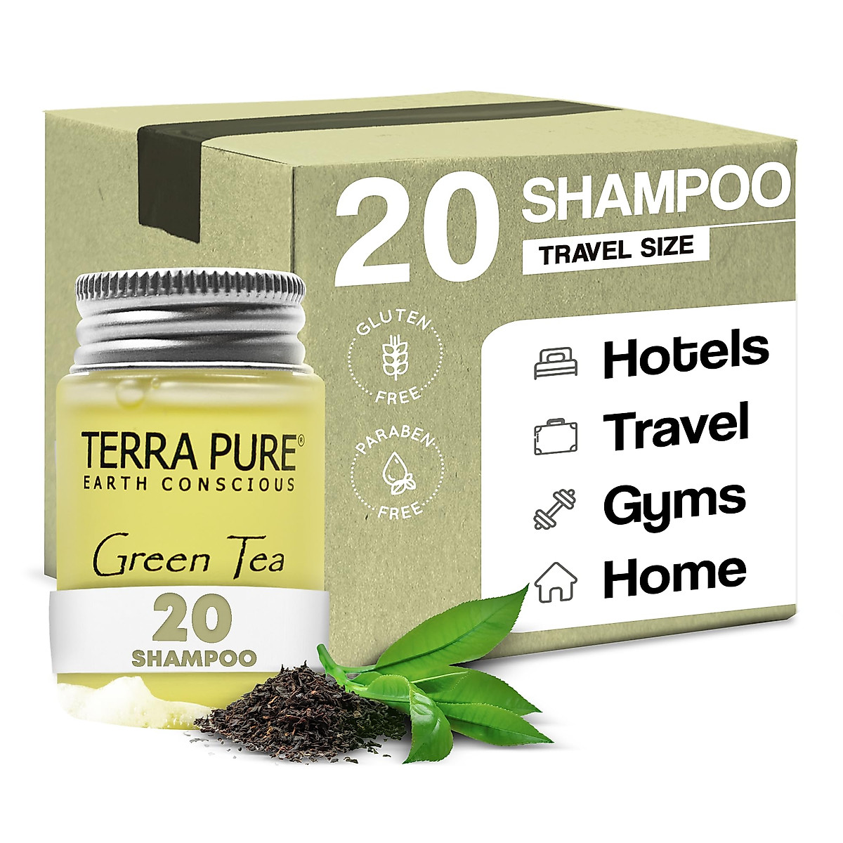 Terra Pure Shampoo, Travel Size Hotel Amenities, 1 oz. (Case of 20)
