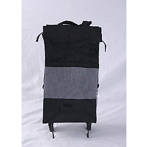 J&J Home Fashion Wheeled Shopping or Laundry Cart-Black