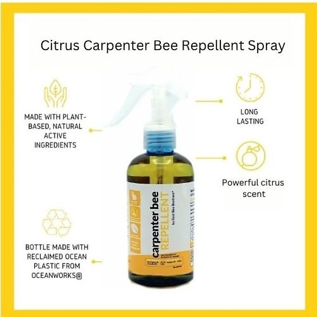 Carpenter Bee Repellent Citrus Citronella Natural Essential Oils 8oz + 2oz Best Bee Brothers