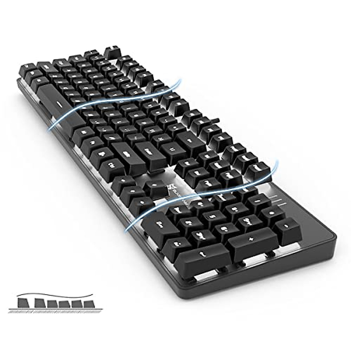 Merdia Mechanical Keyboard Gaming Keyboard with Red Switch Wired White Backlit Keyboard Full Size 104 Keys US Layout (Black)