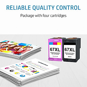 7Magic Remanufactured Ink Cartridge Replacement for HP 67XL Printer Ink for DeskJet 2755e 2755 2752 4155 Envy 6000 6055e 6055 6075 6400 6455 6455e 6475 6452 6458 Printer(1 Black, 1 Tri-Color)
