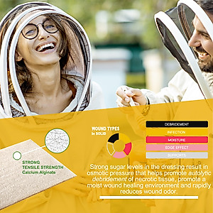 MarvellHealth Honey Calcium Alginate Dressing 4.25” x 4.25”, Pack of 10 Individual Sterile Pads, Medical Active Leptospermum Honey, Highly Absorbent, Fast Healing for Diabetic Ulcers & Abrasions