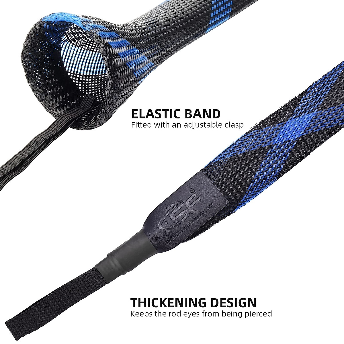 SF Fishing Spinning Rod Socks Braided Mesh Rod Sleeve Cover Protector Pole Gloves Six Colors 6PCS Fit Spinning Rod 6-1/2FT to 7-1/2FT