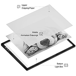 ANALOI A4 Light Box, LED Light Tracing Pad Rechargeable, Portable Light Copy Board for Diamond Art Painting, 6 Levels Stepless Dimming Drawing Tracking Light Pad, Artistic Design Sketching