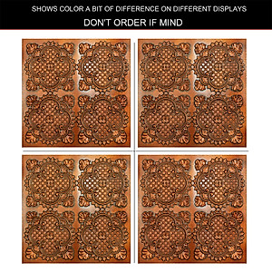 PAINTSDECOR Faux Plastic Ceiling Tiles Peel and Stick Tin Ceiling Tiles Distressed for Cafe Club Salon Hotel Store Bar 2'x2' PL80 Archaic Copper 10pcs