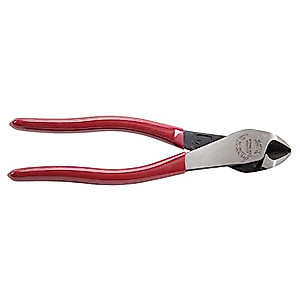 Klein Tools D228-8 Pliers, Made in USA, Diagonal Cutting Pliers with Short Jaw and Beveled Knives, High-Leverage Color-Coded Wire Cutters, 8-Inch