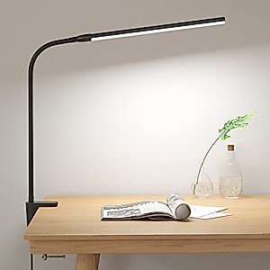 Lepro Clip on Desk Lamp LED Reading light Dimmable USB Clamp Lamp with 3 Color Modes 10 Brightness, Adjustable Flexible Gooseneck Table Light for Bed Headboard, Workbench, Home Office, Computer, Black