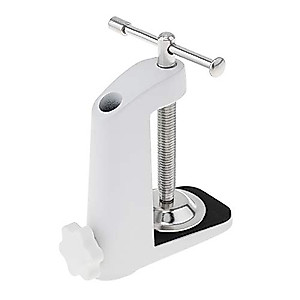 RTNLIT Universal C Shape Table Mounting Clamp for Microphone Suspension Boom Scissor Arm Stand Holder with Adjustable Positioning Screw, Fits up to 2.16"/5.5cm Desktop Thickness-White