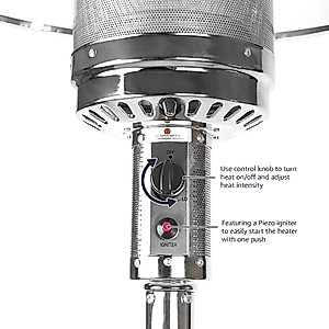Amazon Basics 46,000 BTU Outdoor Propane Patio Heater with Wheels, Commercial & Residential, Havana Bronze, 32.1 x 32.1 x 91.3 inches (LxWxH)