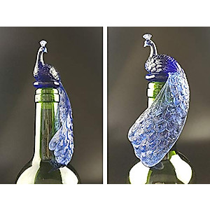 Tovip Silicone Wine Bottle Stopper Peacock Creative Wine Beverage Bottle Seal Bottle Caps Party Decoration Bar Kitchen (Blue)