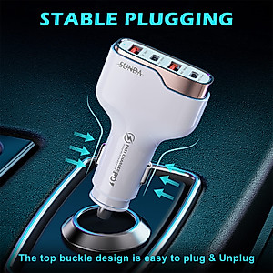 SUNDA 60W USB C Fast Car Charger, 4-Ports Car Charger Adapter, Dual Type C PD30W/PPS30W Compatible with iPhone16/15 Pro/Max/iPhone14/iPad Pro/Galaxy/SamsungS24, Dual USB-A 18W QC3.0 for Android