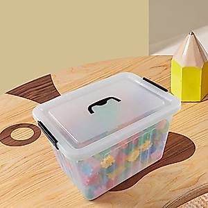 Leendines 20 L Clear Storage Boxes with Lids, Plastic Lidded Box Bins Set of 4
