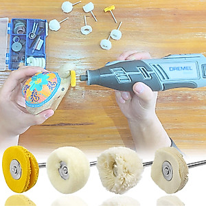 JIALUCONG 10pcs 1/8inch Cotton Polishing Buffing Wheel for Dremel Polishing Kit - Polishing Wheel or Silver Polish Wheel - Watch Polishing Kit - Jewelry Polishing Kit