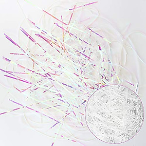 Kolewo4ever 1LB basket filler Iridescent Paper Shred Filler Shreds Plastic Paper Shred Filler Gift Basket Filler for Easter Gift Wrapping & Basket Filling DIY Crafts Supplies Accessories