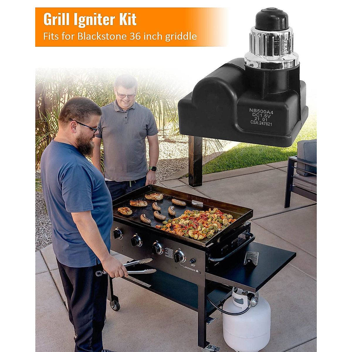 YIGUCS Grill Igniter Kit Fit for Blackstone 36 Inch Griddle, 4 Outlet Electronic Push Button Electronic Igniter Replacement Spark Plug Kit