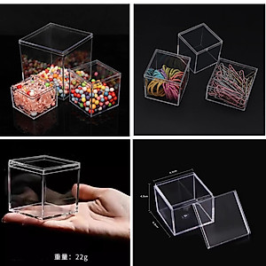 LOVPLAY Acrylic box with Lid Clear 12 Pack Small Acrylic Square Cube Containers Plastic Storage Box 1.77x1.77x1.77Inch/45X45X45mm for Birthday Valentine's Day Party Favor Candy Pill and Tiny Jewelry