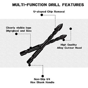 Mgtgbao 10PC 6mm Masonry Drill Bits, 1/4” Concrete Drill Bit Set for Tile,Brick, Plastic and Wood,Tungsten Carbide Tip Best for Wall Mirror and Ceramic Tile.