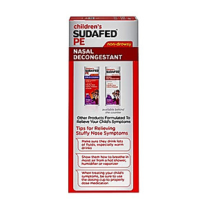Sudafed Children's PE Nasal Decongestant, Liquid Cold Relief Medicine with Phenylephrine HCl, Alcohol Free and Sugar-Free, Berry-Flavored, 4 fl. oz