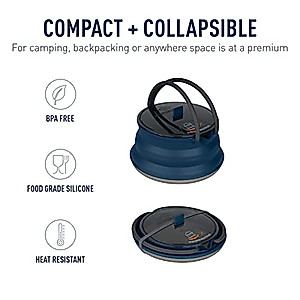 Sea to Summit X-Pot Kettle Collapsible Camping Cook Pot with Lid, 2 Liter, Navy